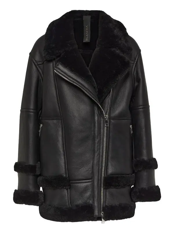 BLANCHA Leather And Shearling Jacket - Black