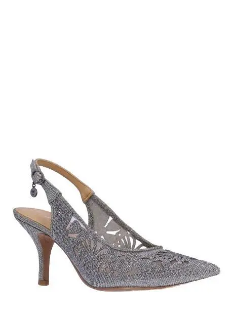 J. Reneé Vanani Pointed Toe Slingback Pumps - Pewter