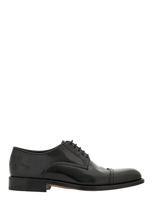 FERRAGAMO Derby With Toe Cap - Black