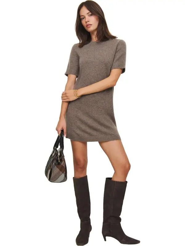 REFORMATION Bell Cashmere Mini Dress - Brown