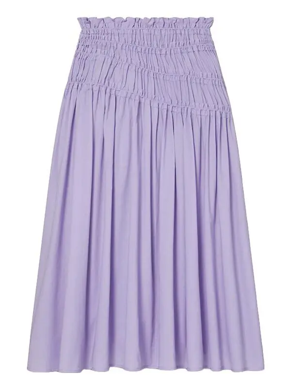 Tory Burch Smocked Cotton Skirt - Lilac Frost