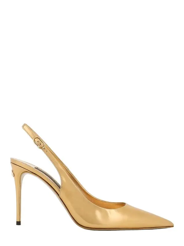 Dolce & Gabbana Mirrored Calfskin Slingbacks - Gold