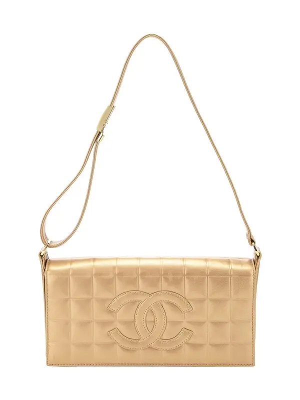 Chanel Leather Chocolate Bar Shoulder Bag Medium - Gold