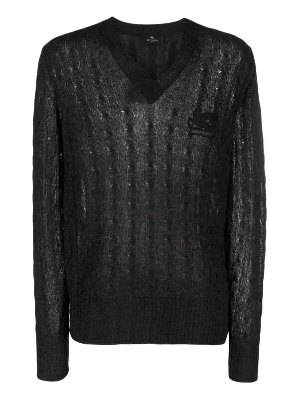 Etro Logo-embroidered Cashmere Jumper - Black