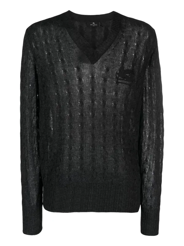 Etro Logo-embroidered Cashmere Jumper - Grey