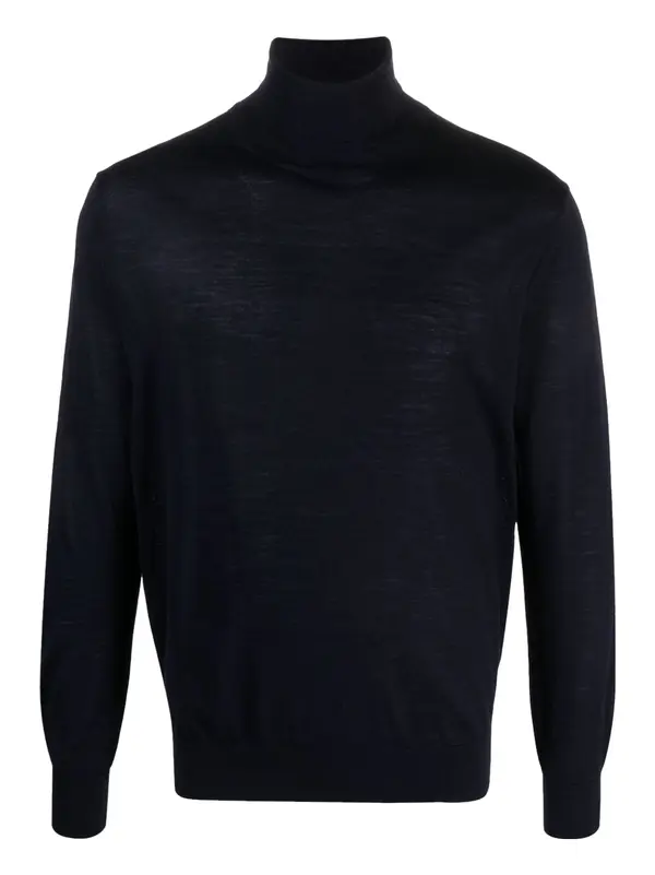 BALLANTYNE Roll-neck Fine-knit Jumper - Blue
