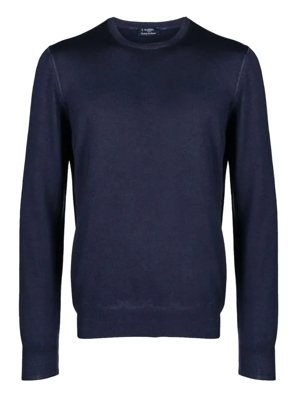 BARBA NAPOLI Ribbed-trim Virgin Wool Jumper - Blue