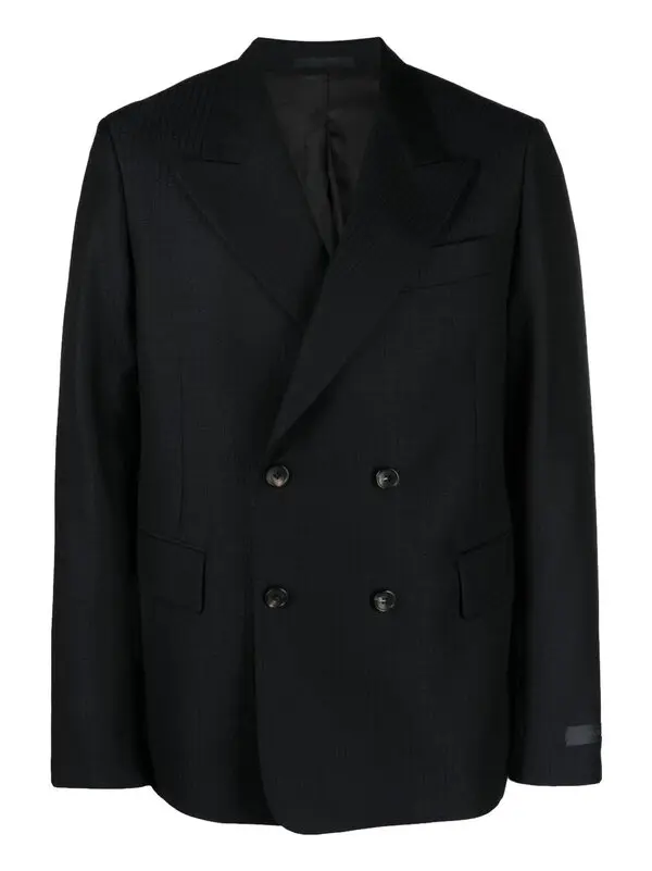 LANVIN Checked Double-breasted Blazer - Blue