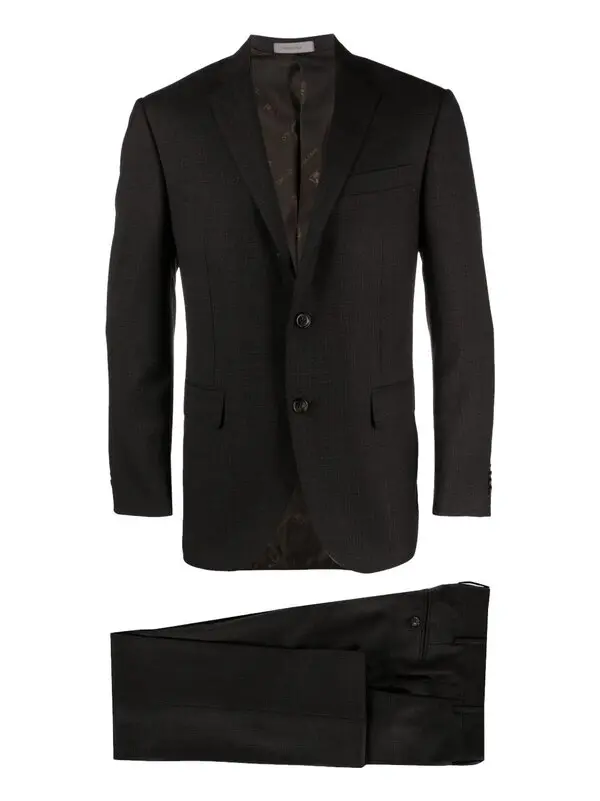 Corneliani Single-breasted Virgin Wool Suit - Brown