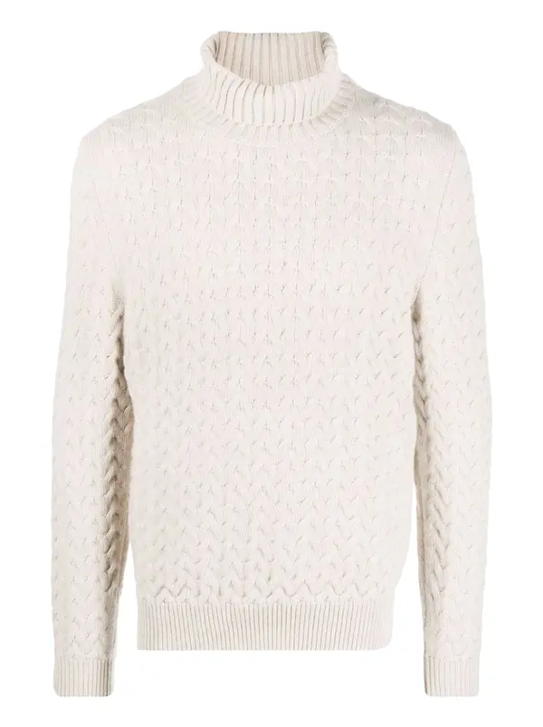 Fedeli Roll-neck Cable-knit Jumper - Neutrals