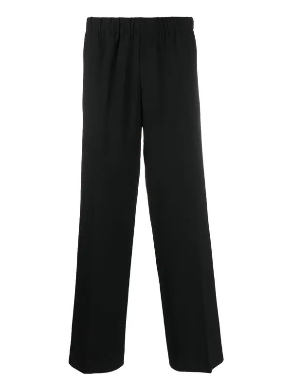 Sandro Elasticated Cotton Wide-leg Trousers - Black
