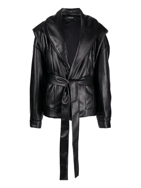 ANOUKI Faux Leather Padded Jacket - Black