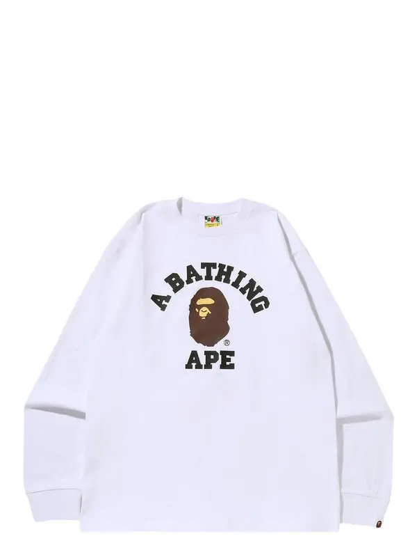 A BATHING APE College Long-sleeve Tee - White