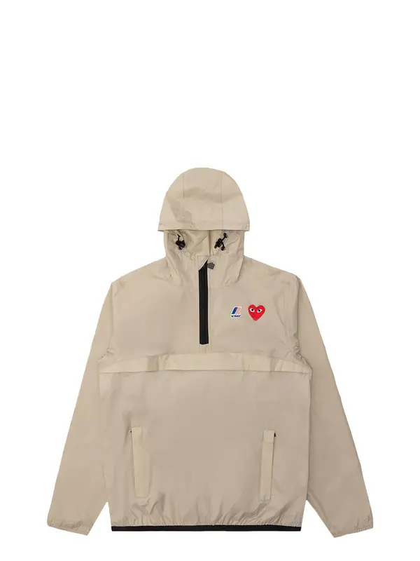 Play Comme Des Garcon X K Way Half Zip Jacket 'beige - Tan