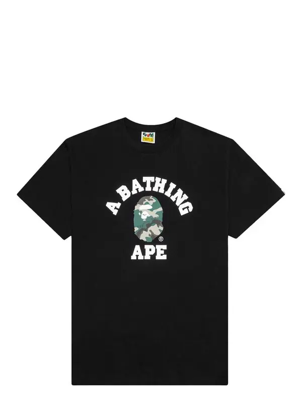 A BATHING APE Woodland Camo College Tee - Black