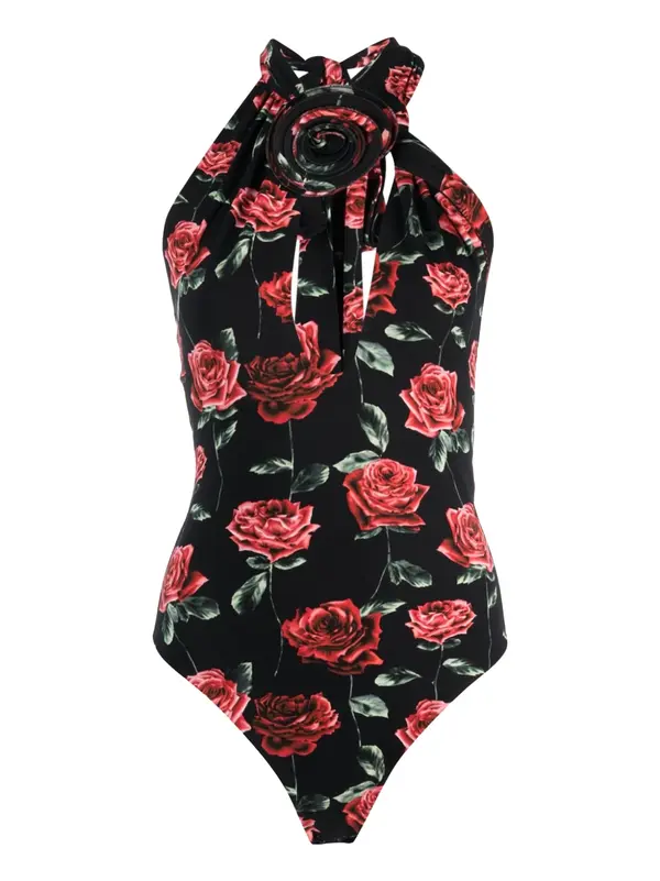Magda Butrym Floral-print Bodysuit - Black