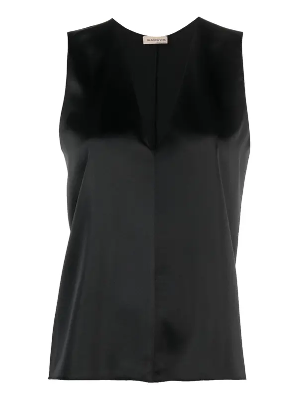 BLANCA VITA V-neck Tank Top - Black