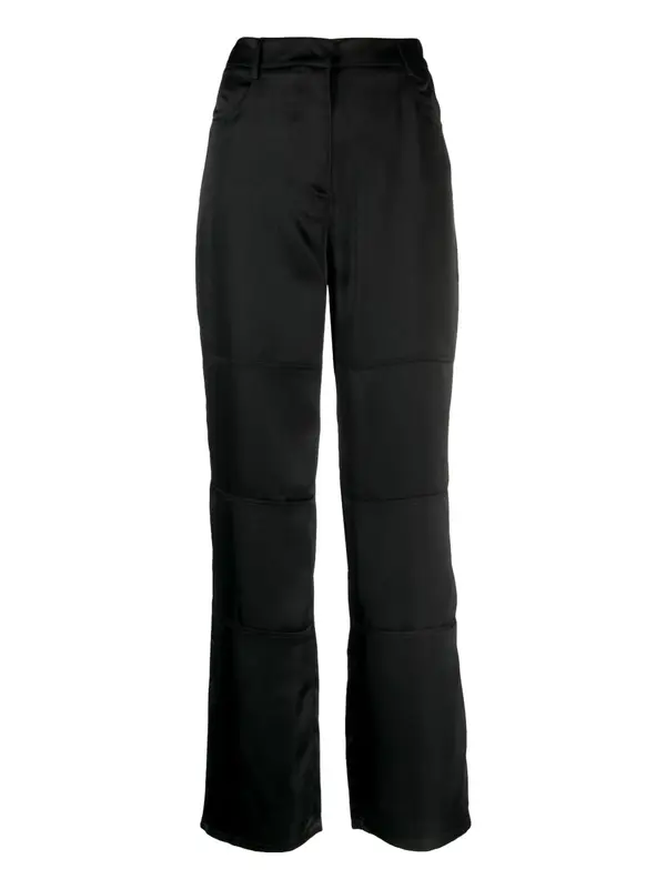 BLANCA VITA Straight-leg Satin Trousers - Black