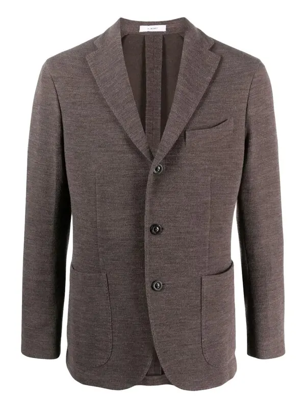 Boglioli Single-breasted Knitted Blazer - Brown