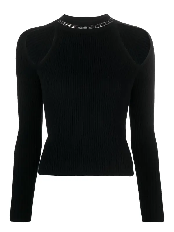 Gcds Rhinestone-embellished Knitted Top - Black
