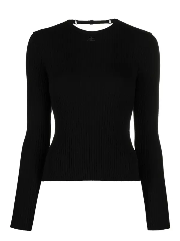 COURREGES Open-back Fine-ribbed Top - Black