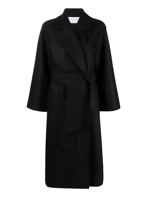 Harris Wharf London Belted Virgin-wool Long Coat - Black