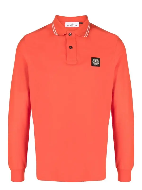 Stone Island Logo-patch Cotton Polo Shirt - Orange