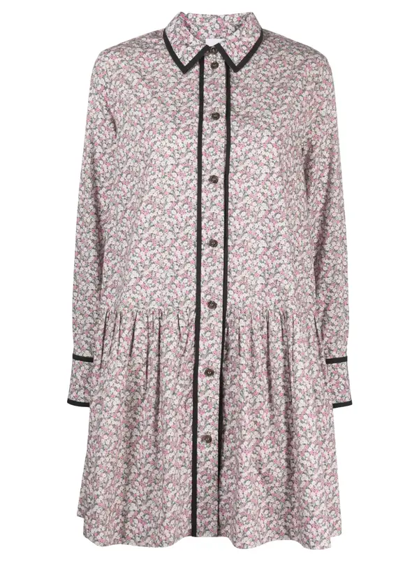 GANNI Floral-print Organic Cotton Minidress - Pink