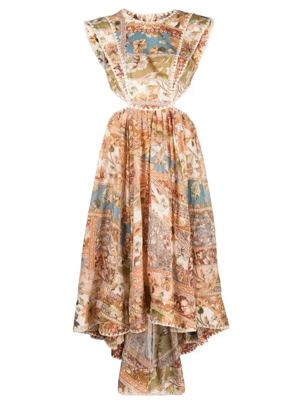 Zimmermann Chintz Floral-print Midi Dress - Orange