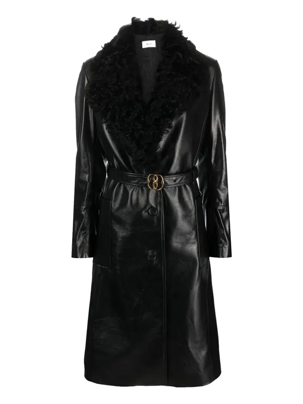 Bally Shearling-collar Leather Trench Coat - Black