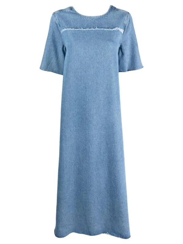 GANNI Scoop-back Denim Midi Dress - Blue