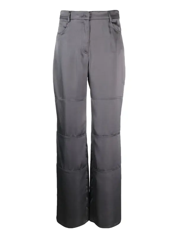 BLANCA VITA Straight-leg Satin Trousers - Grey