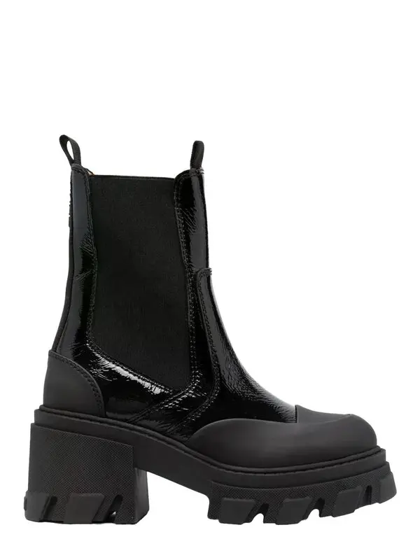 GANNI Logo-embossed Panelled Chelsea Boots - Black