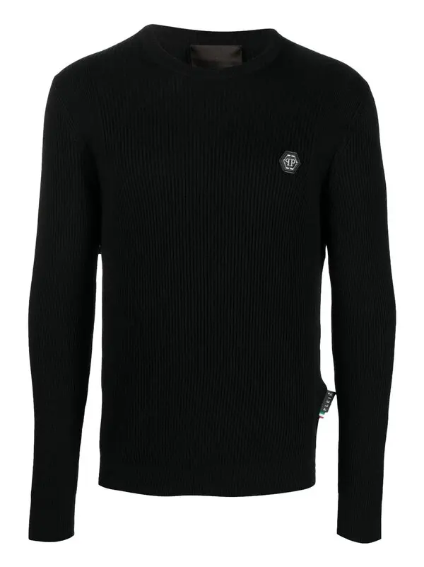 Philipp Plein Logo-plaque Merino Jumper - Black