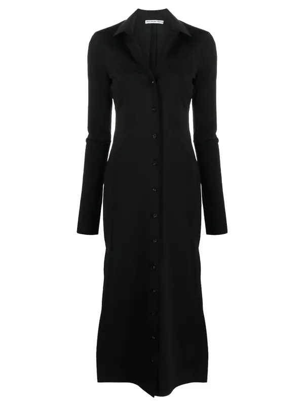 Alexander Wang Embossed Logo Midi Shirtdress - Black