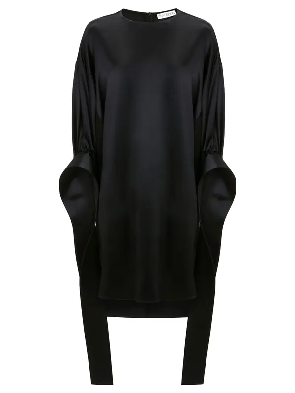 JW Anderson Tab Sleeve Satin-finish Minidress - Black