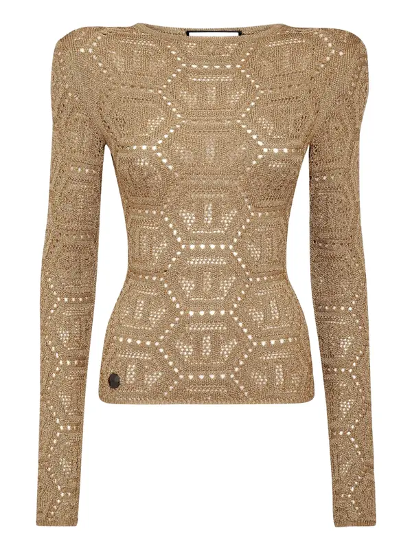 Philipp Plein Logo-embroidered Knitted Top - Gold