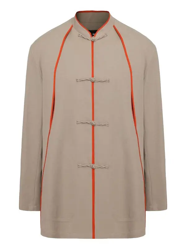 Shanghai Tang Khaki Wool Piped-trim Tang Jacket - Neutrals