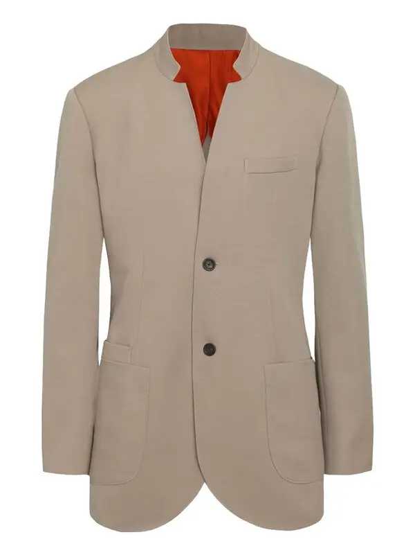 Shanghai Tang Stand-up Collar Wool Blazer - Neutrals