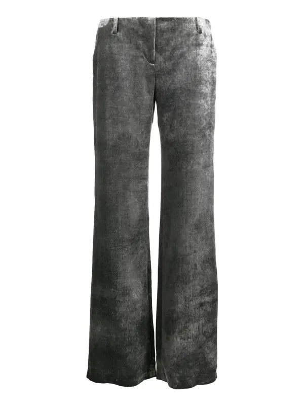 Alberta Ferretti Crushed-velvet Trousers - Silver