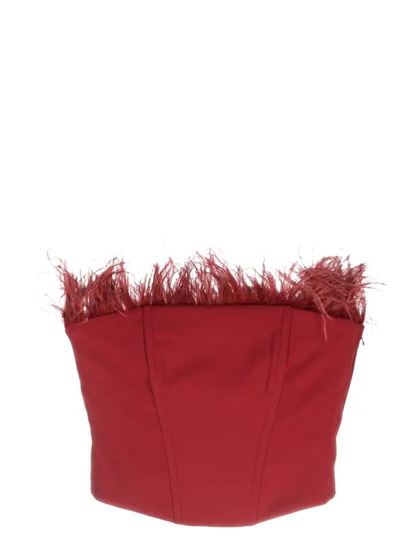 Patrizia Pepe Feather-detailing Strapless Top - Red