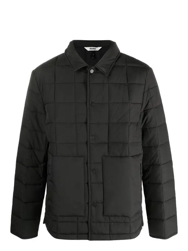 Rains Liner Press-stud Quilted Shirt Jacket - Black