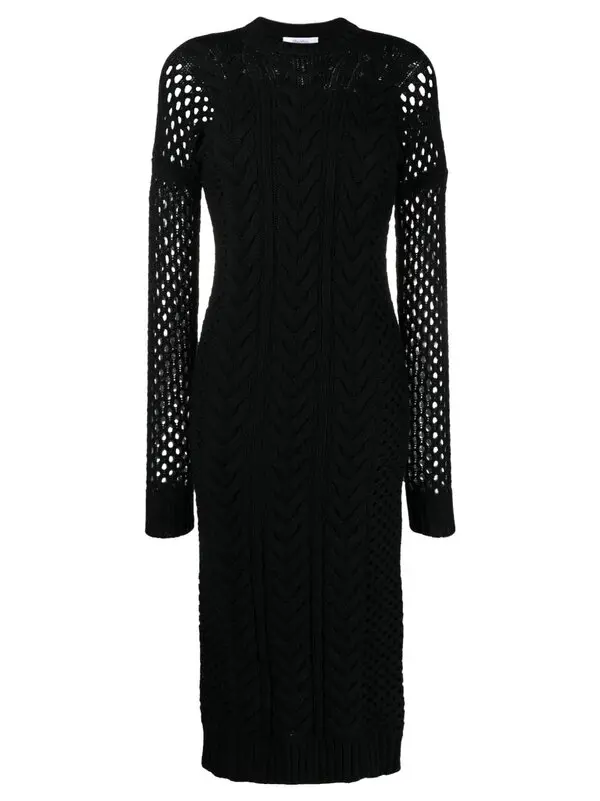 Max Mara Mesh Panelled Midi Dress - Black