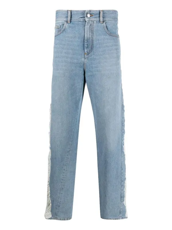 Gcds Ripped High-rise Straight-leg Jeans - Blue