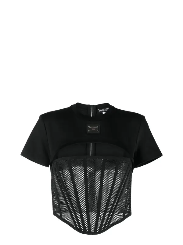 Dolce & Gabbana Logo-plaque Cropped Top - Black