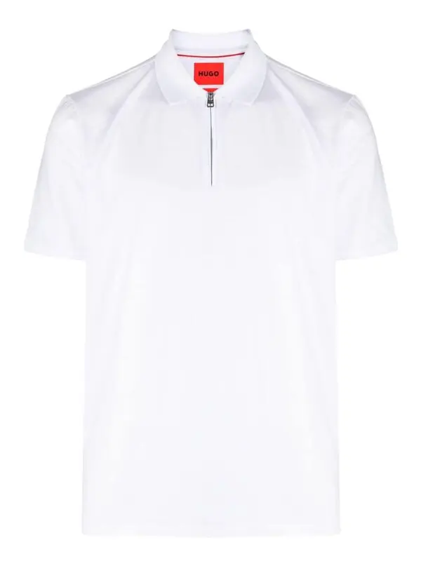 Hugo Half-zip Cotton-blend Polo Shirt - White