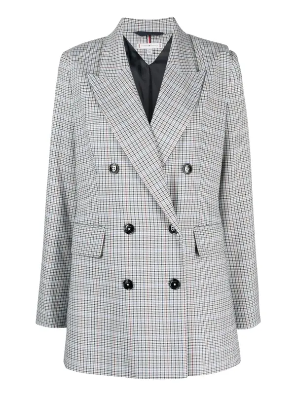 Tommy Hilfiger Checked Double-breasted Blazer - Blue