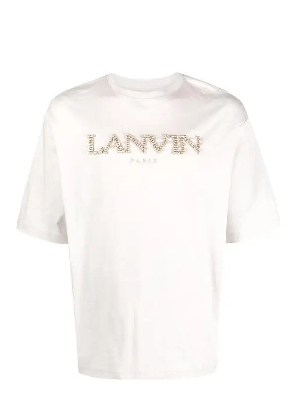 LANVIN Logo-embroidered Cotton T-shirt - Grey