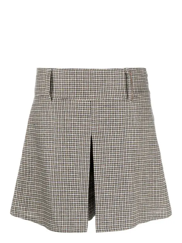 Brunello Cucinelli Houndstooth-pattern Linen-blend Skort - Neutrals