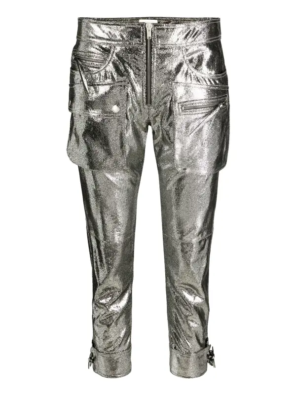 Isabel Marant Ciane Metallic Cropped Trousers - Silver